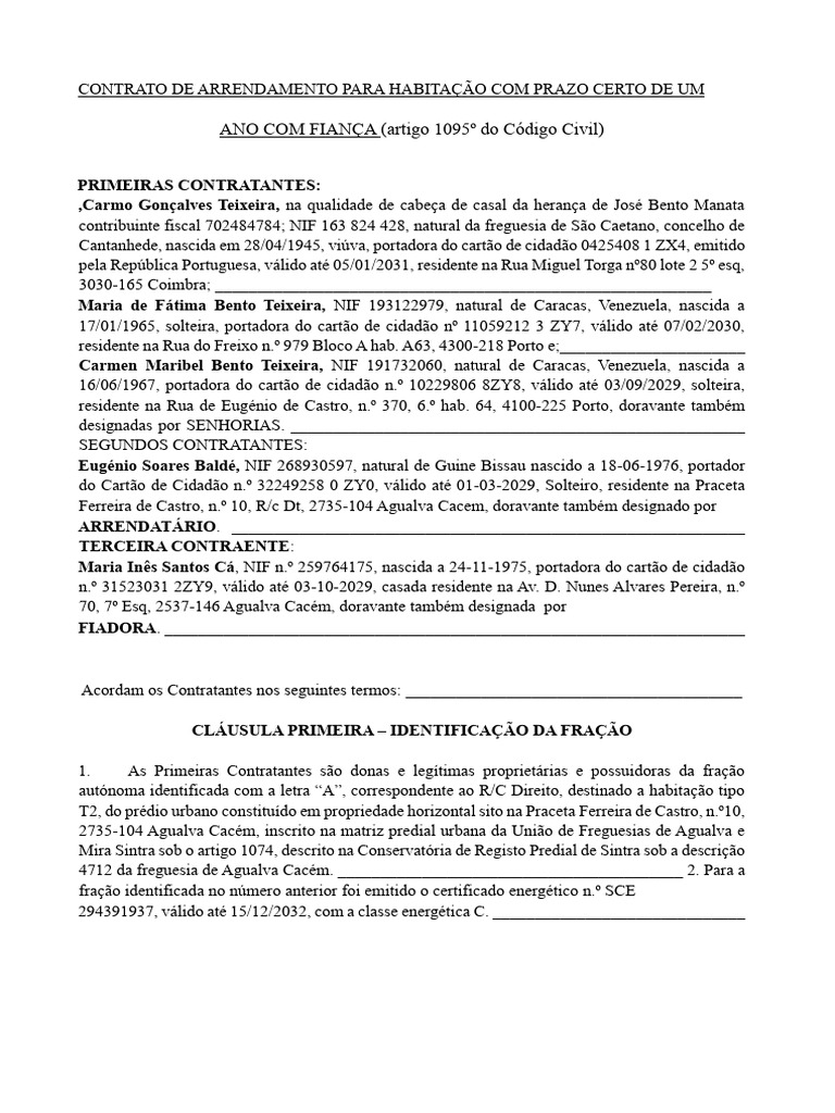 Contrato de Arrendamento | PDF | Leasing | Direito Privado