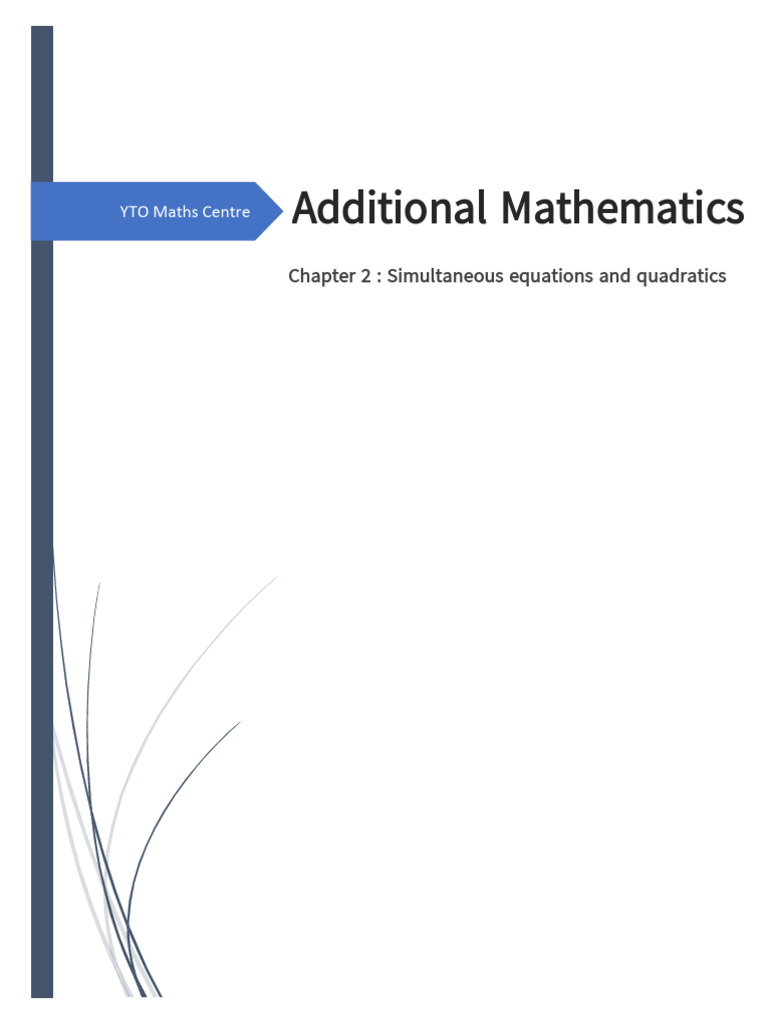 CH 2 Simultaneous Equations and Quadratics | PDF | Quadratic Equation ...