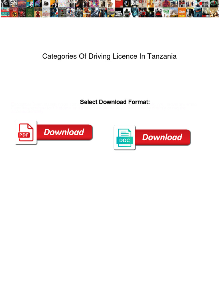 Categories of Driving Licence in Tanzania | PDF | Driver's License ...