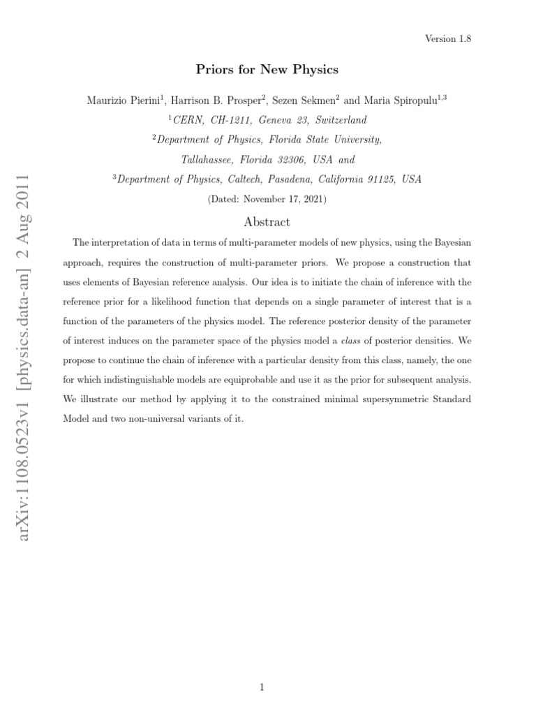 Priors For New Physics | PDF | Bayesian Inference | Statistical Inference