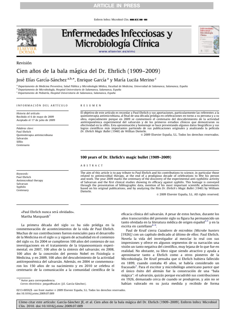 100 años de la Bala magica | PDF | Infección | Farmacología