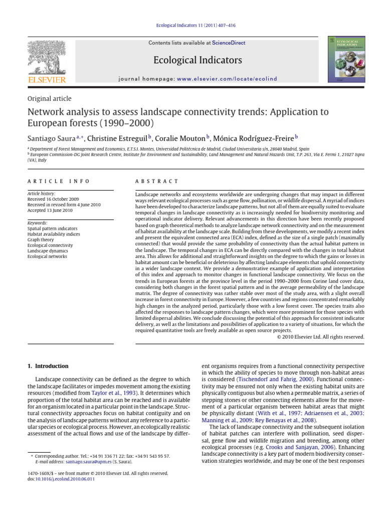 Network Analysis To Assess Landscape Connectivity Trends Application To ...