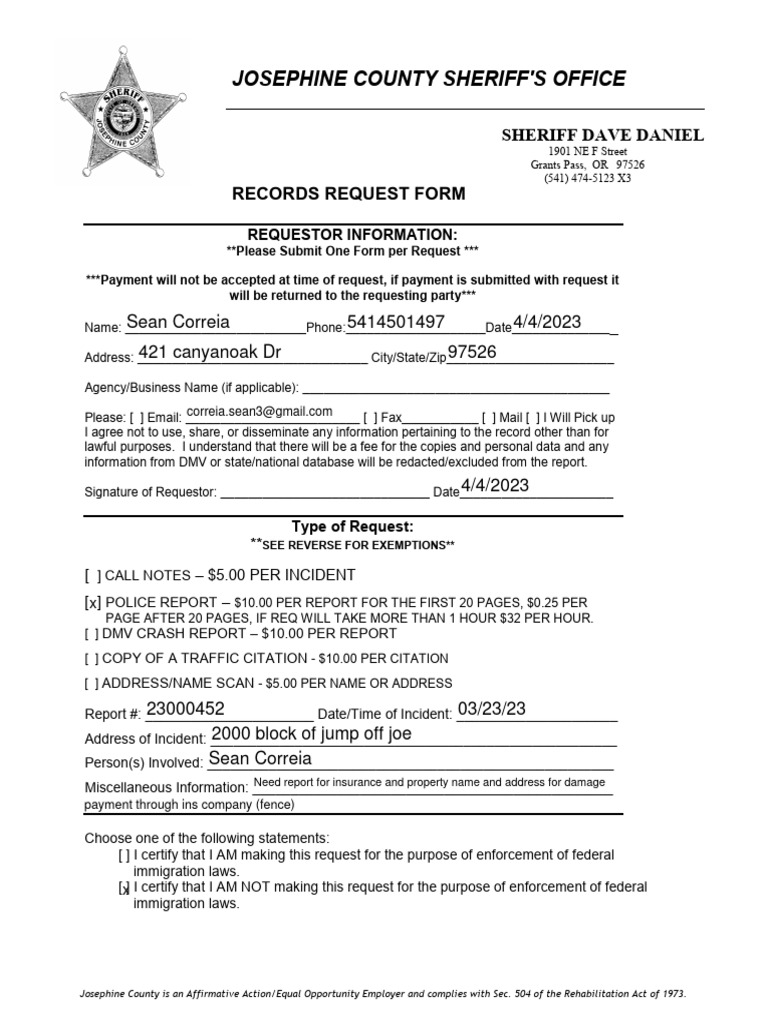 Fillable Records Request Form | PDF | Discovery (Law) | Confidentiality
