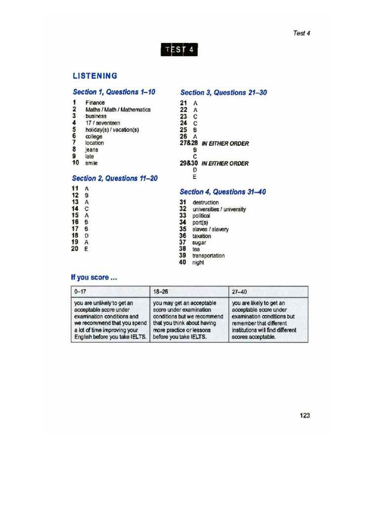 IELTS General Training Mock Exam Answer Key B13-T4 | PDF
