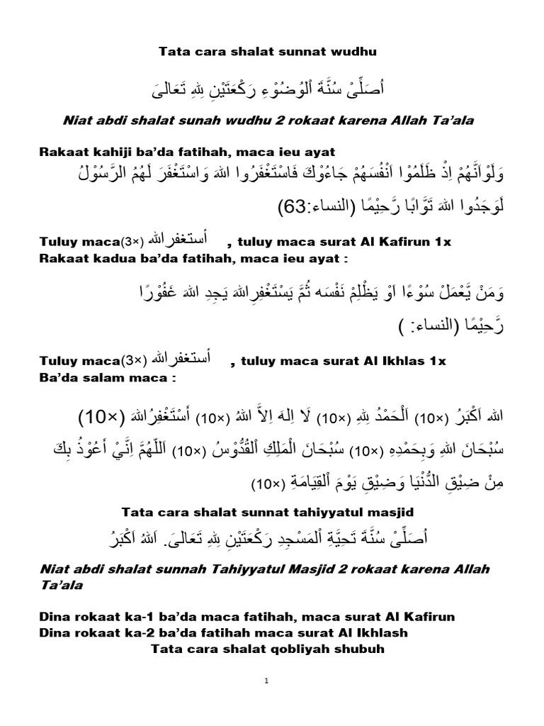 Tuntunan Shalat Sunnat Lengkap Ok | PDF