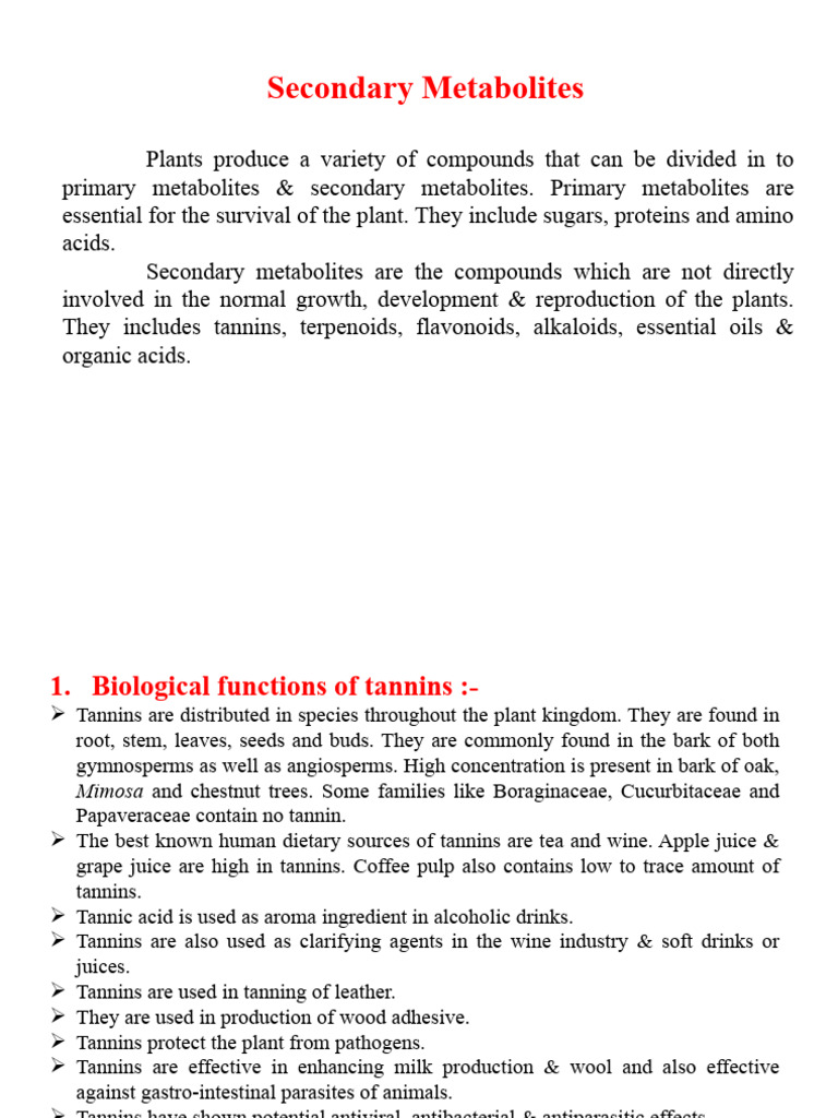 Functions of Plant Secondary Metabolites | PDF | Flavonoid | Plants