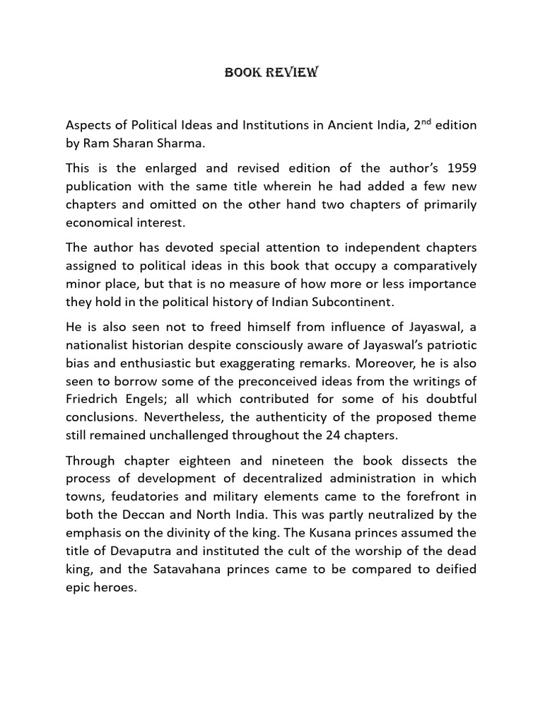 Book Review- R.S. Sharma | PDF