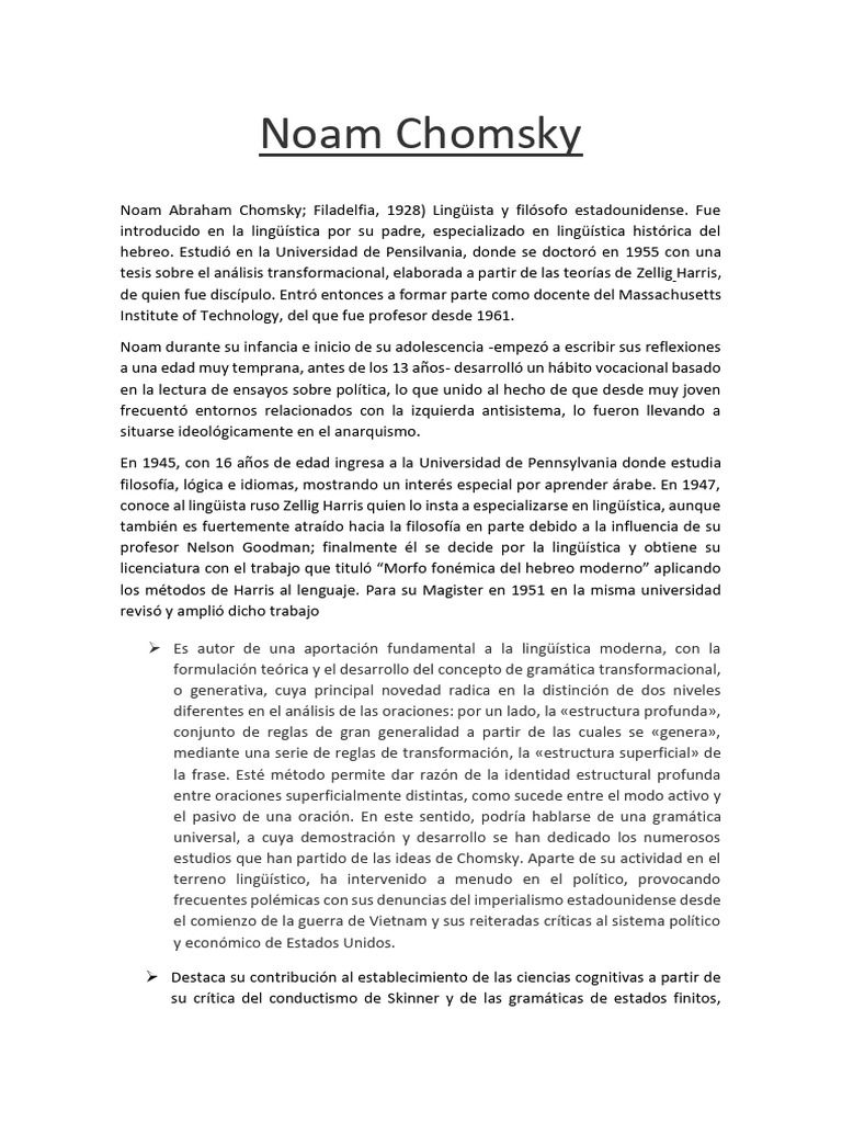 Noam Chomsky | PDF | Noam Chomsky | Science