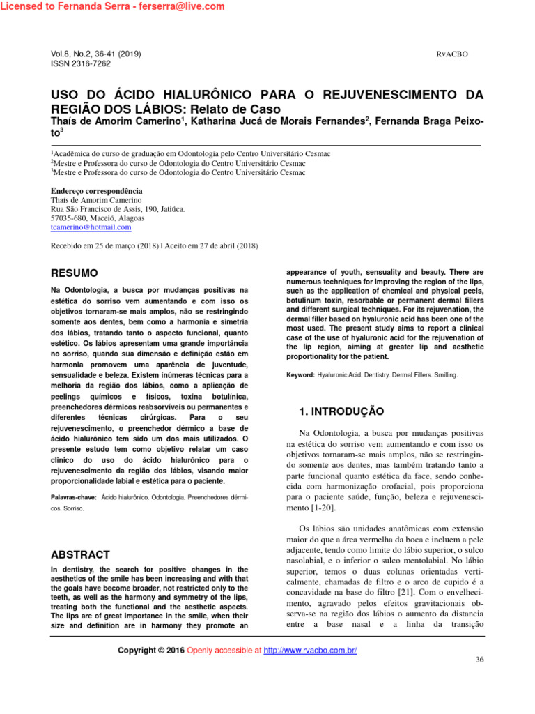 Uso+Do+a Cido+Hialuro Nico+Para+o+Rejuvenescimento+Da+Regia o+Dos+La ...