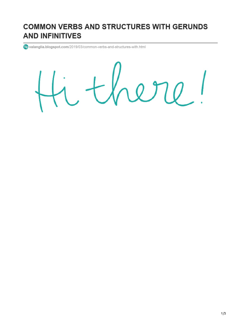 Common Verbs and Structures With Gerunds and Infinitives | PDF ...