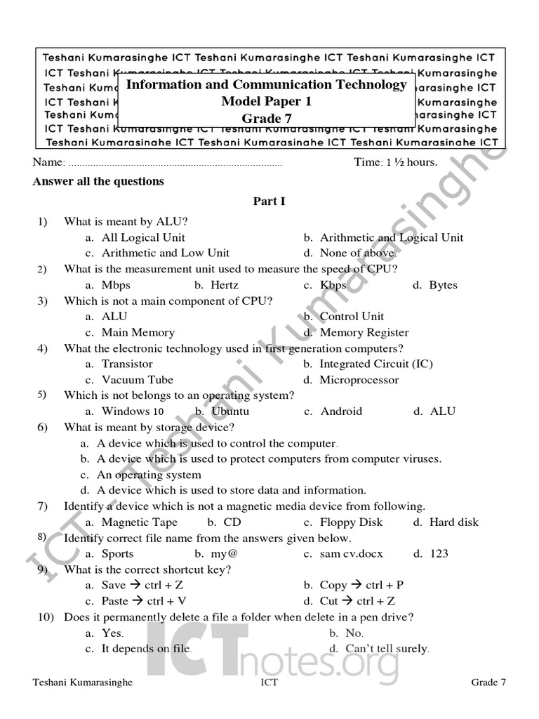 English Medium First Term Test Model Paper 2021 | PDF | Central ...