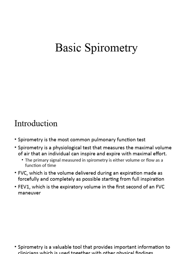 Basic Spirometry | PDF | Clinical Medicine | Medical Specialties