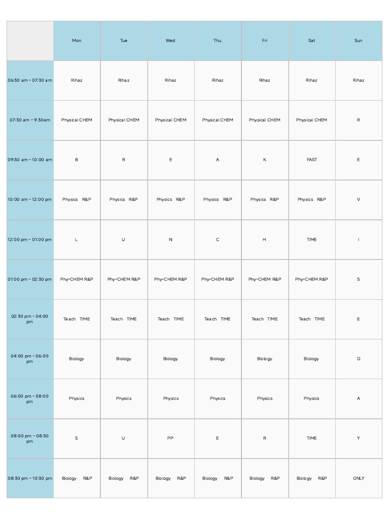 Time Table | PDF