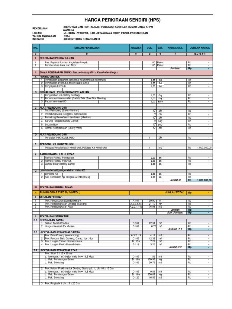 Harga Perkiraan Sendiri (HPS) : Jumlah I | PDF