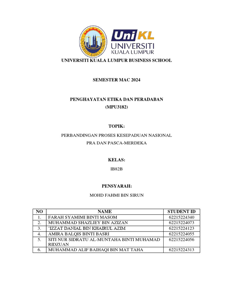 Kump 6 Perbandingan Proses Kesepaduan Nasional Pra Dan Pasca Merdeka ...