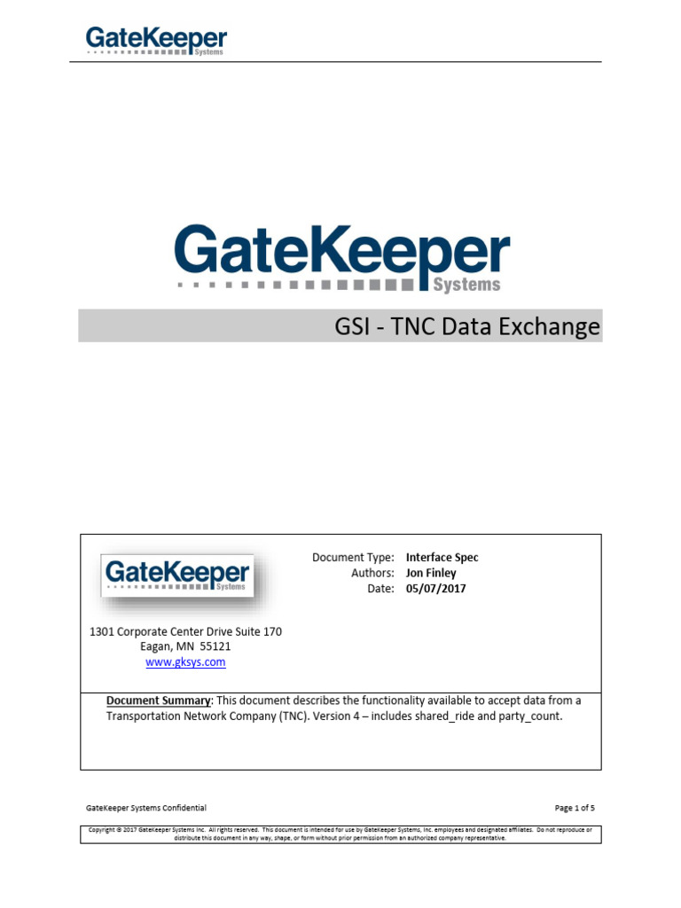 Exhibit C - GSI - TNC Data Exchange V4 | PDF | Json | Identifier