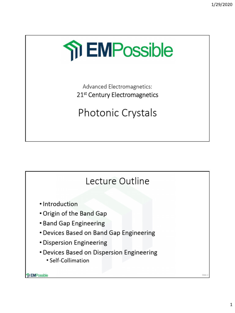 Lecture Photonic Crystals | PDF | Dispersion (Optics) | Metamaterial