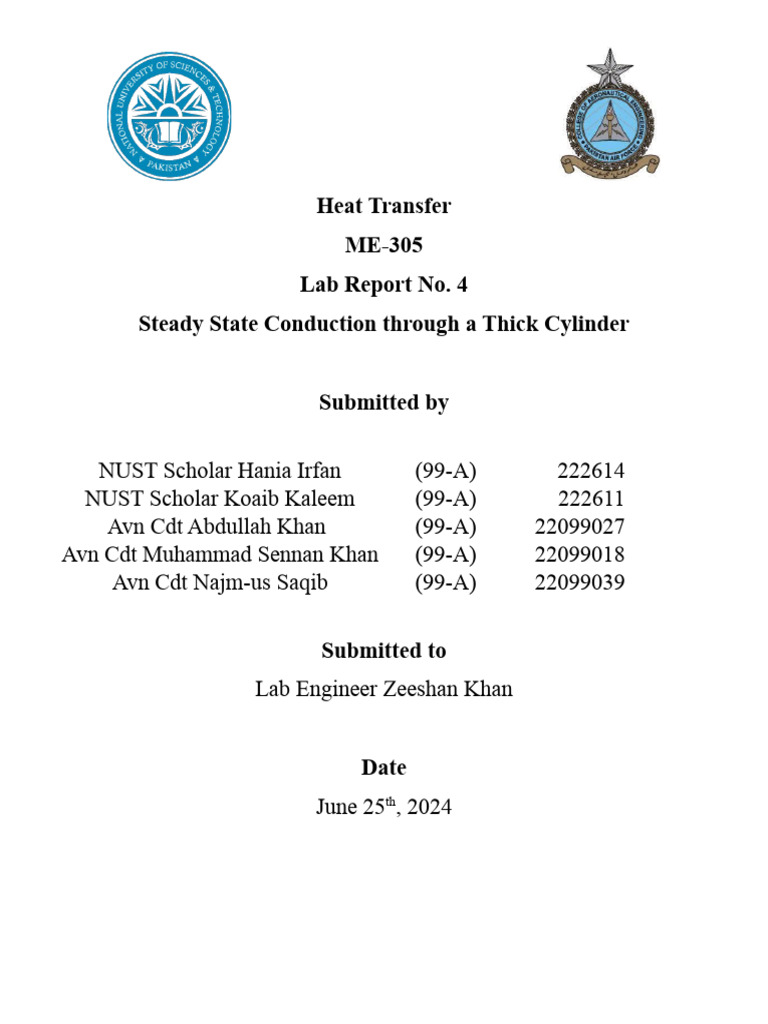 Me-305 Lab Report 4 | PDF | Thermal Conduction | Heat Transfer