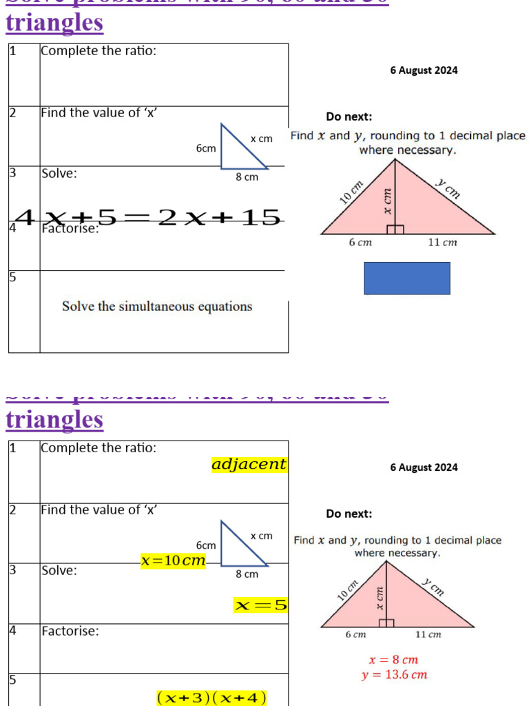 5.2D Solve Problems With 90, 60, 30 Triangles MAL | PDF | Trigonometry ...