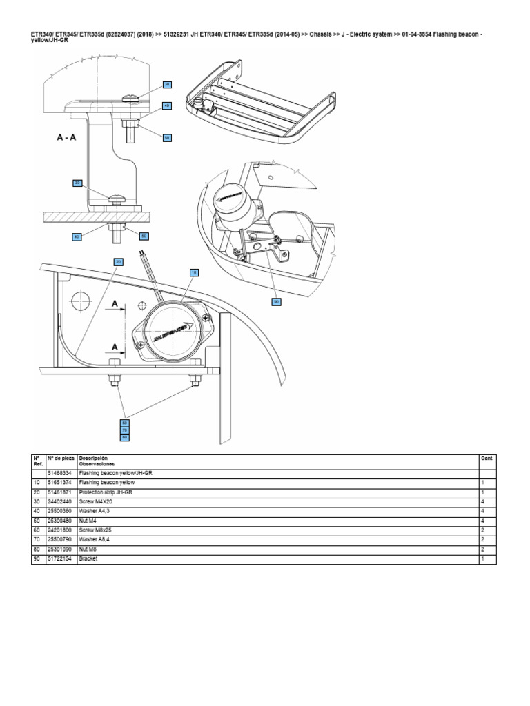 ETR340/345/335d Parts List and Specs | PDF