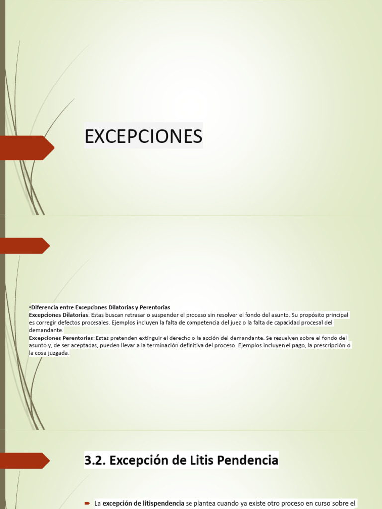 _ EXCEPCIONES. | PDF | Ley procesal | Jurisdicción