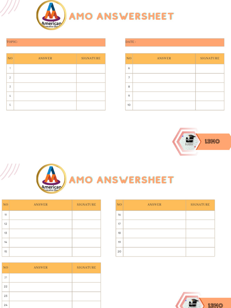 AMO Answer Sheet | PDF