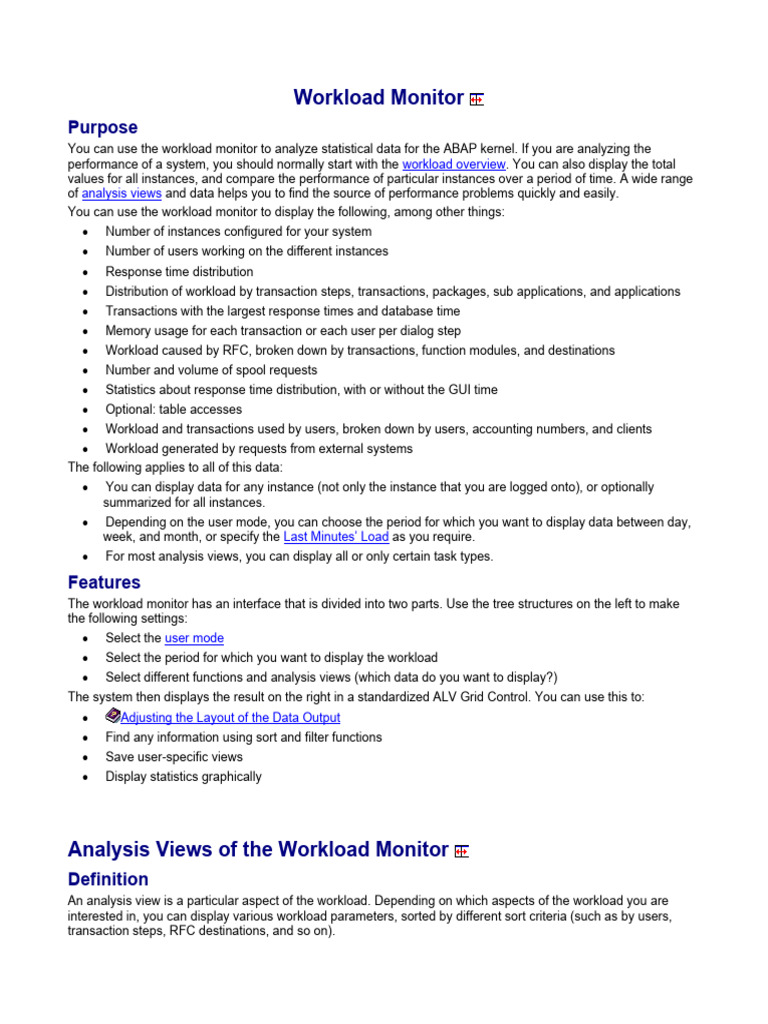 Workload Monitor (ST03) | PDF | Databases | Internet & Web