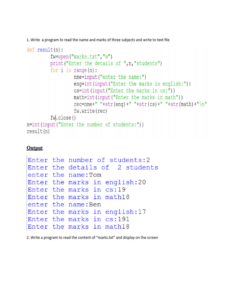Python File Handling Programs Guide | PDF