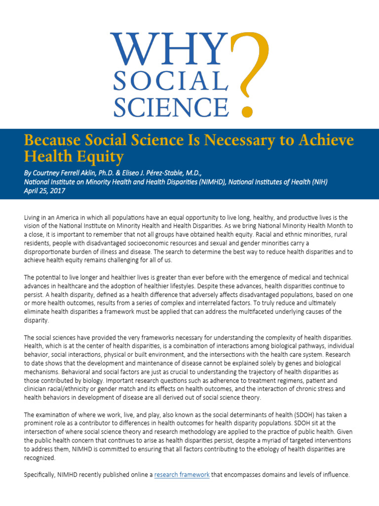 Addressing Health Disparities Through Social Science | PDF | Health ...