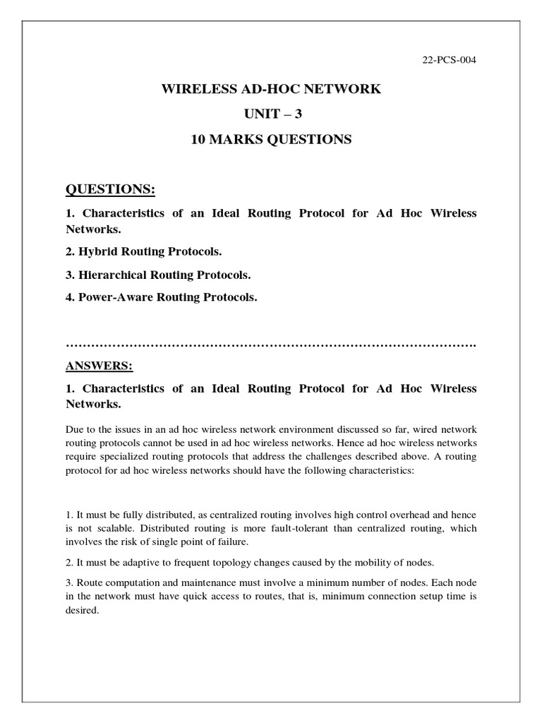 Adhoc & Wireless Sensor Network | PDF | Wireless Ad Hoc Network | Routing