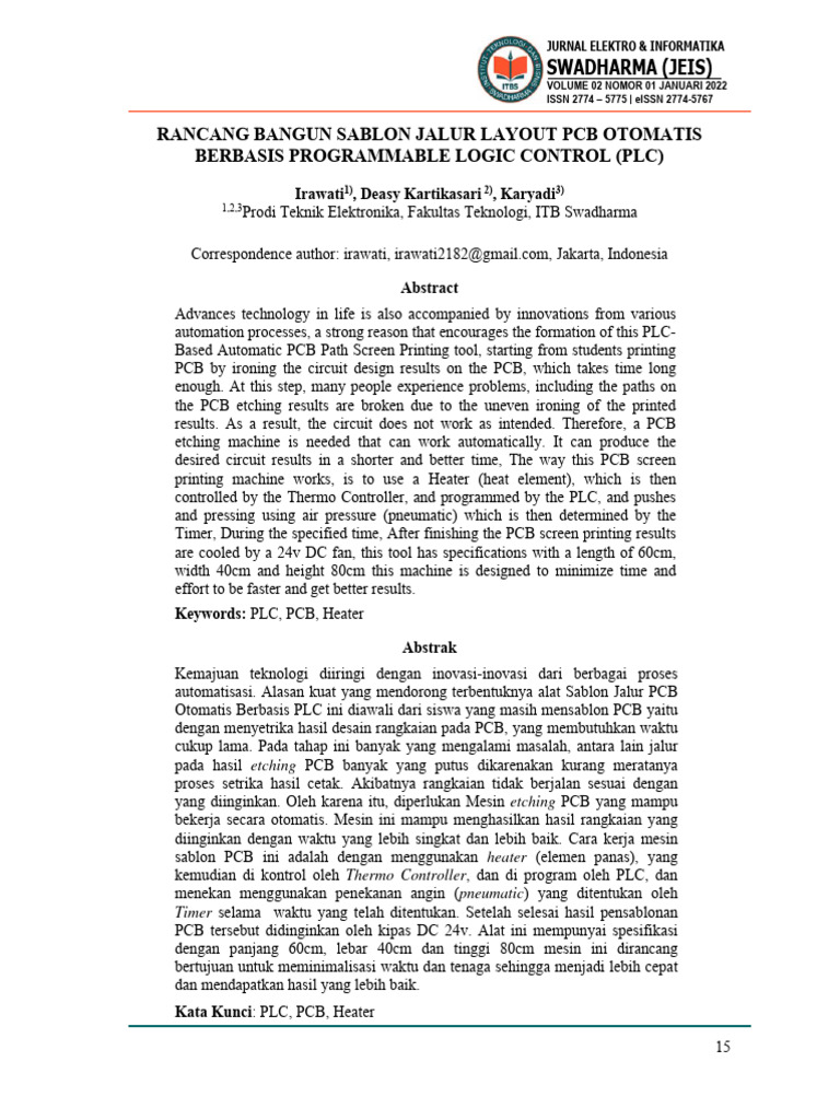 Rancang Bangun Sablon Jalur Layout PCB Otomatis | PDF