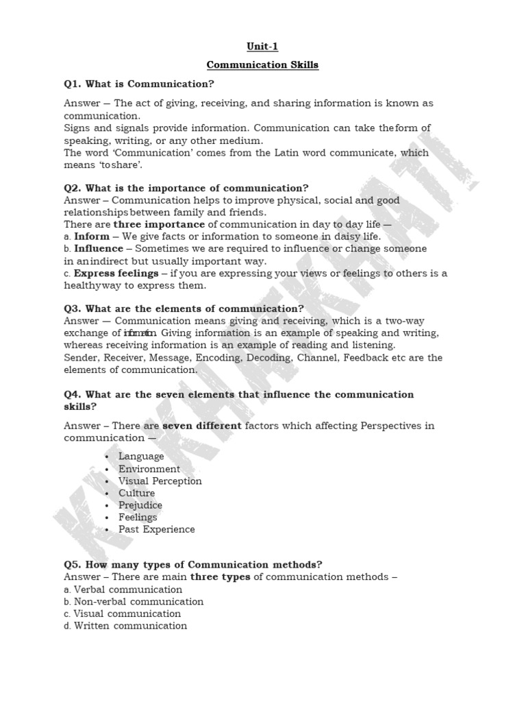 chapter 1 communication skill part a | PDF | Communication | Verb