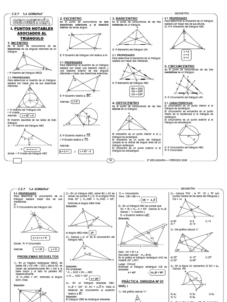 I. Puntos Notables Asociados Al Triángulo: 2. Excentro 3. Baricentro ...