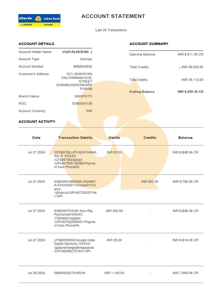 AccountStatement_01-08-2024 21_23_54 | PDF | Debits And Credits | Banking