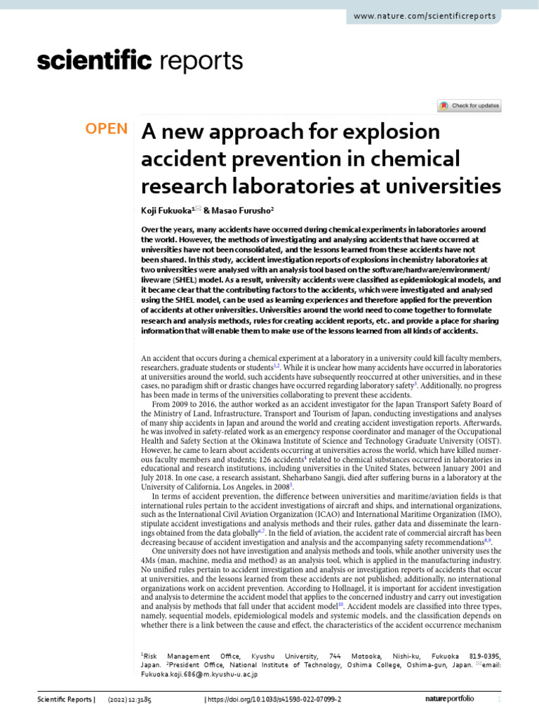 Accident Chem Lab | PDF | Laboratories | Occupational Safety And Health