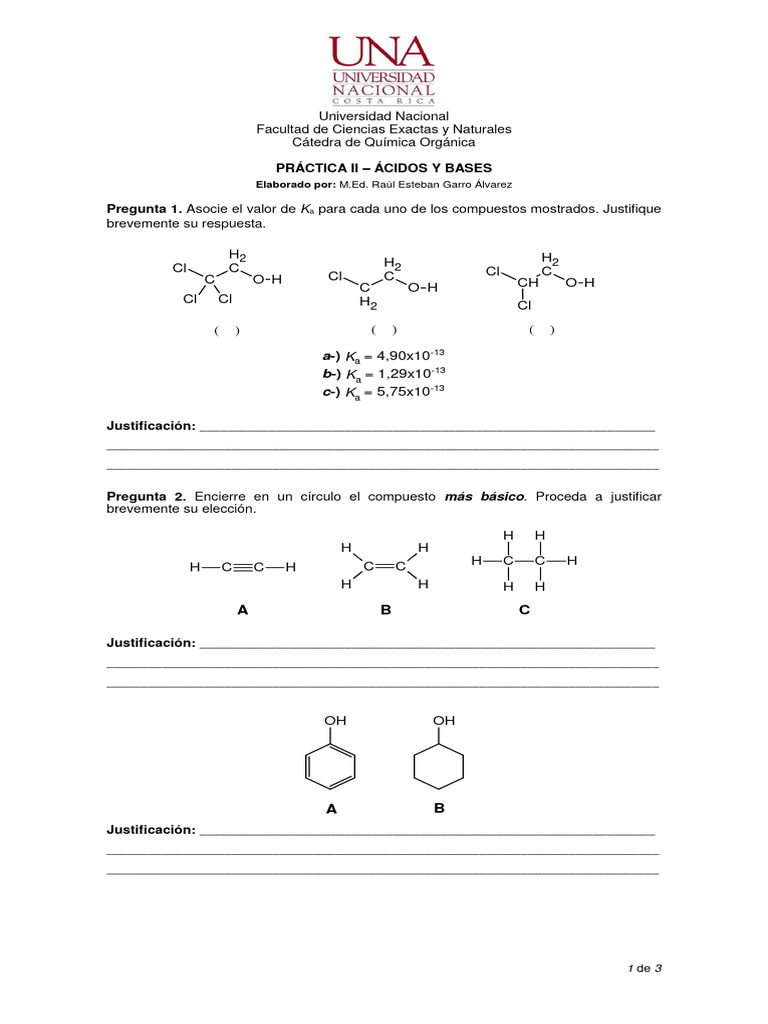 PrÃ¡ctica para estudio independiente 2. Ã cidos y bases | PDF | Ácido ...
