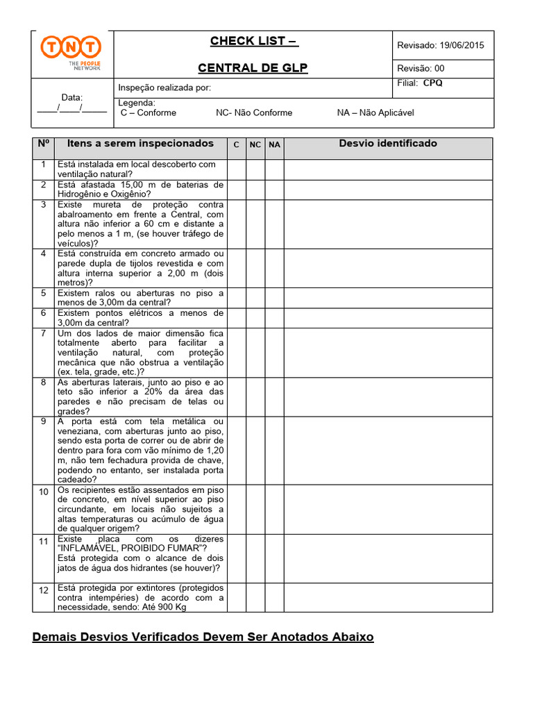 Check List - Central de GLP | PDF