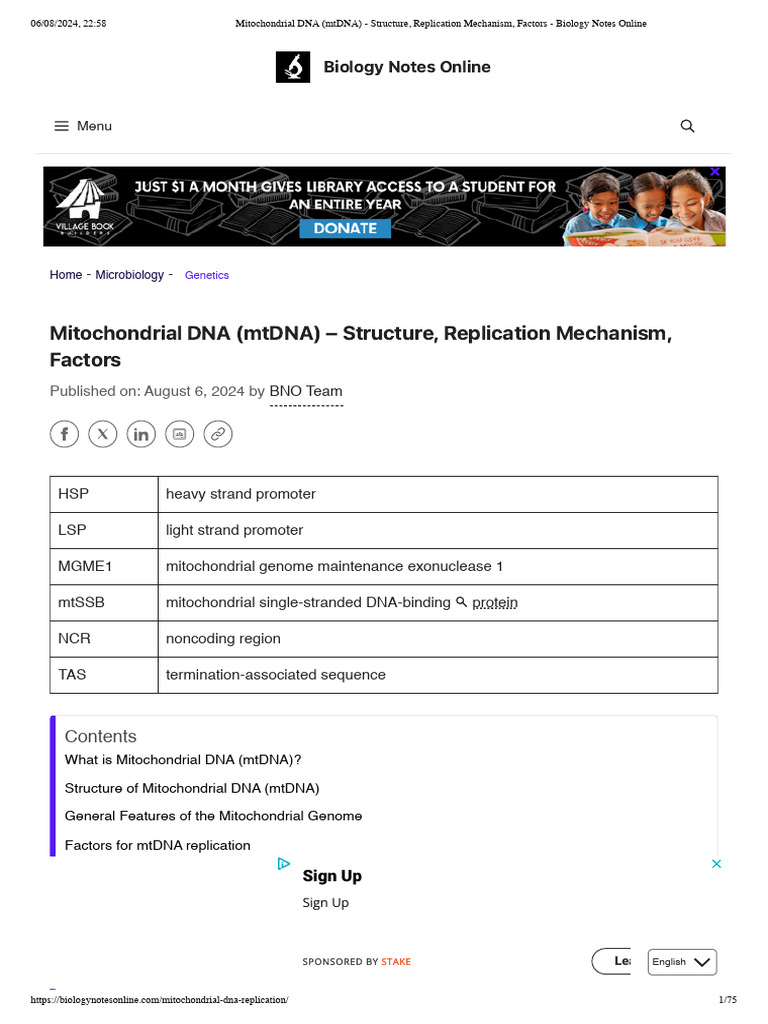 Mitochondrial DNA: Structure & Replication | PDF | Mitochondrial Dna ...