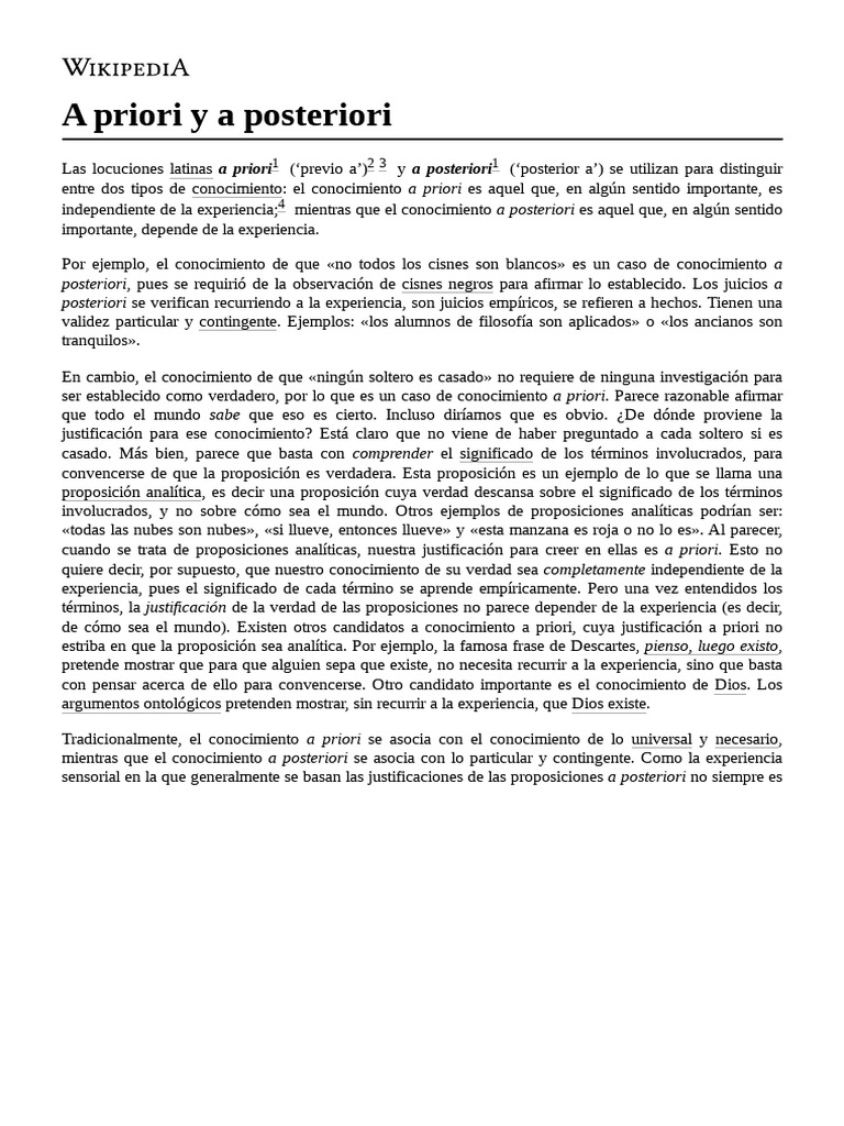 A Priori y A Posteriori | PDF | A priori y a posteriori | Metafísica