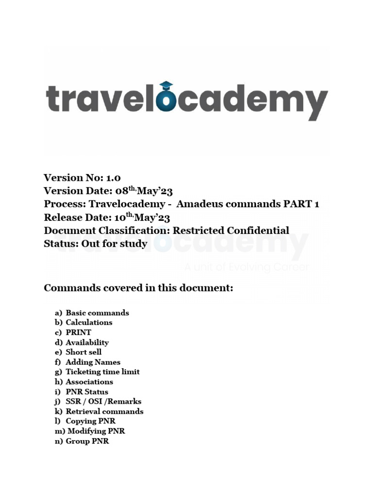Amadeus Practical Commands Travelocademy - Part 1 (1) | PDF | Transport ... Amadeus Practical Commands Travelocademy - Part 1 (1) | PDF | Transport ...