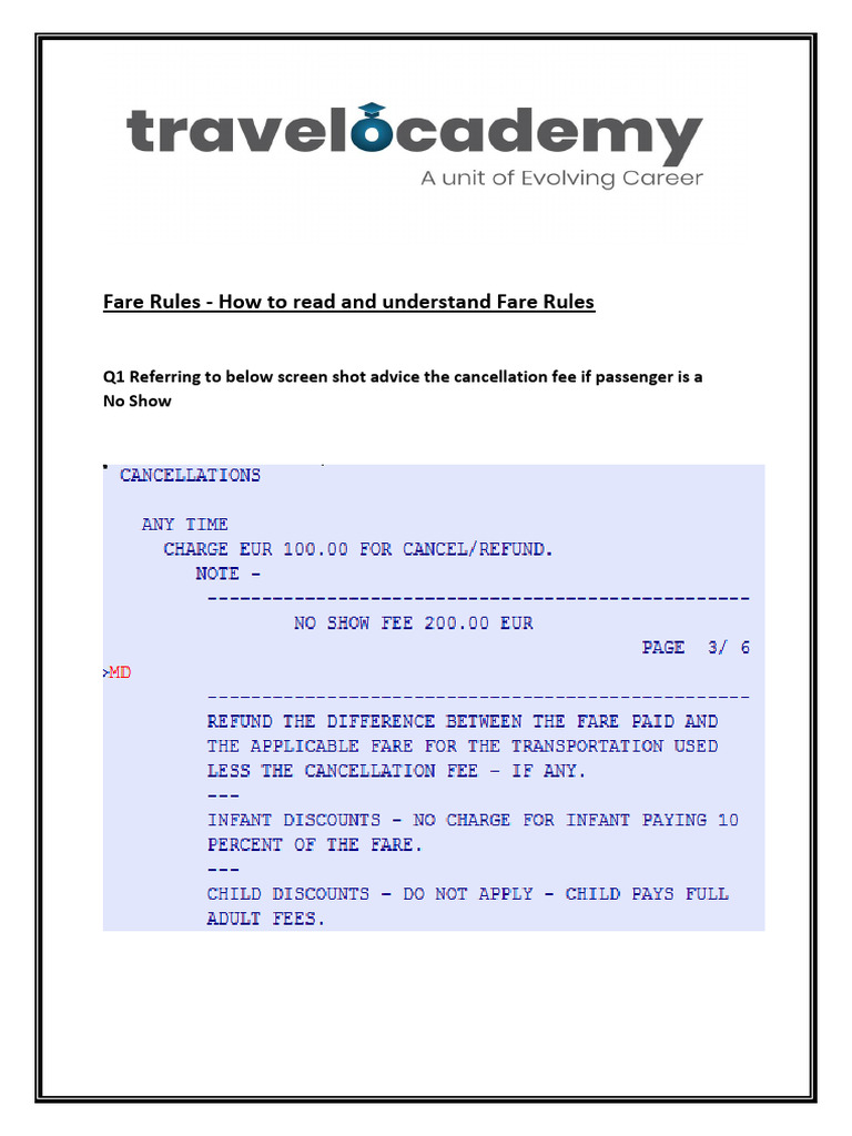 Fare Rules and Conditions PDF | PDF
