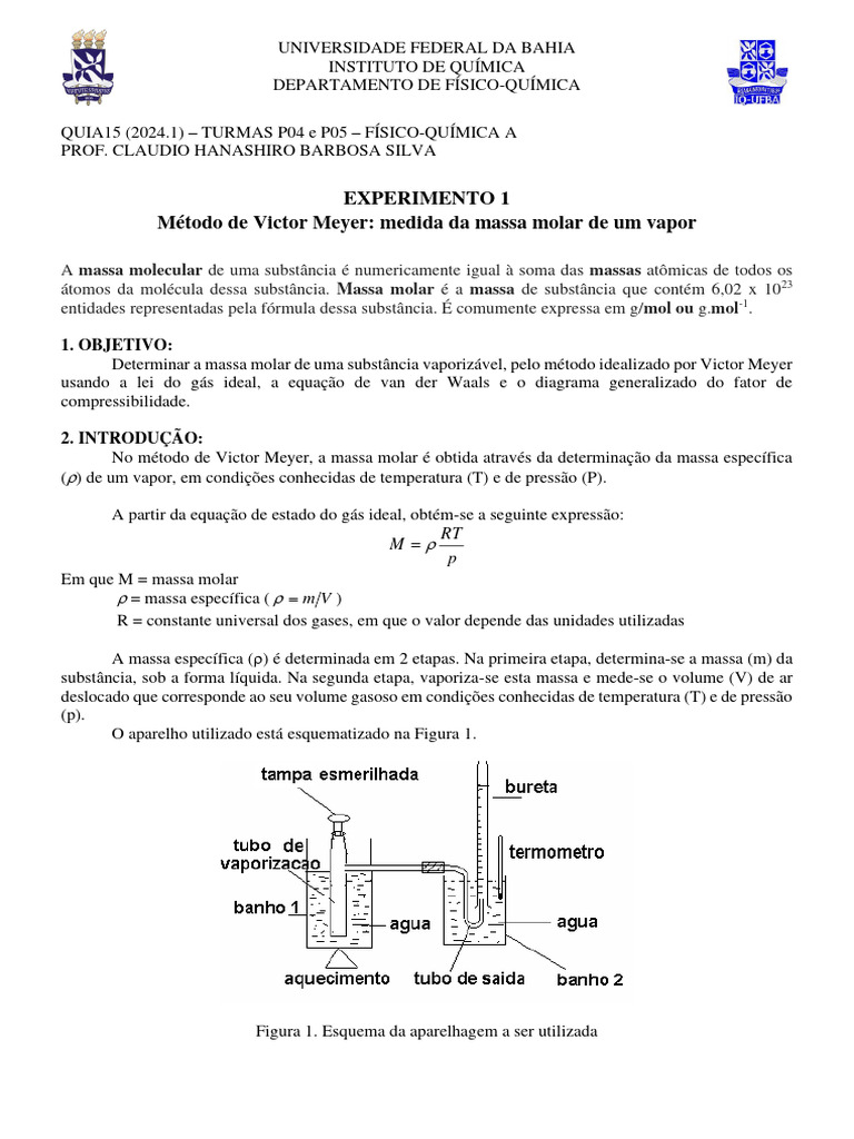 Método de Victor Meyer na Massa Molar | PDF | Densidade | Gases