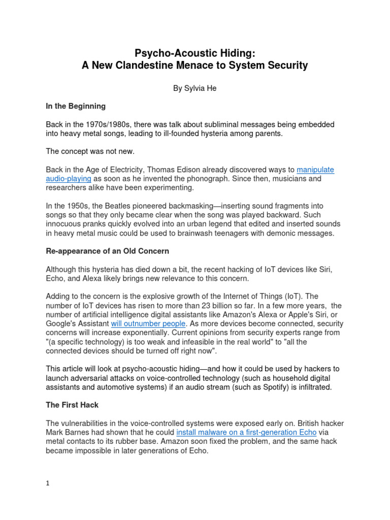 Psycho Acoustic Hiding, Revised | PDF | Computer Security | Security
