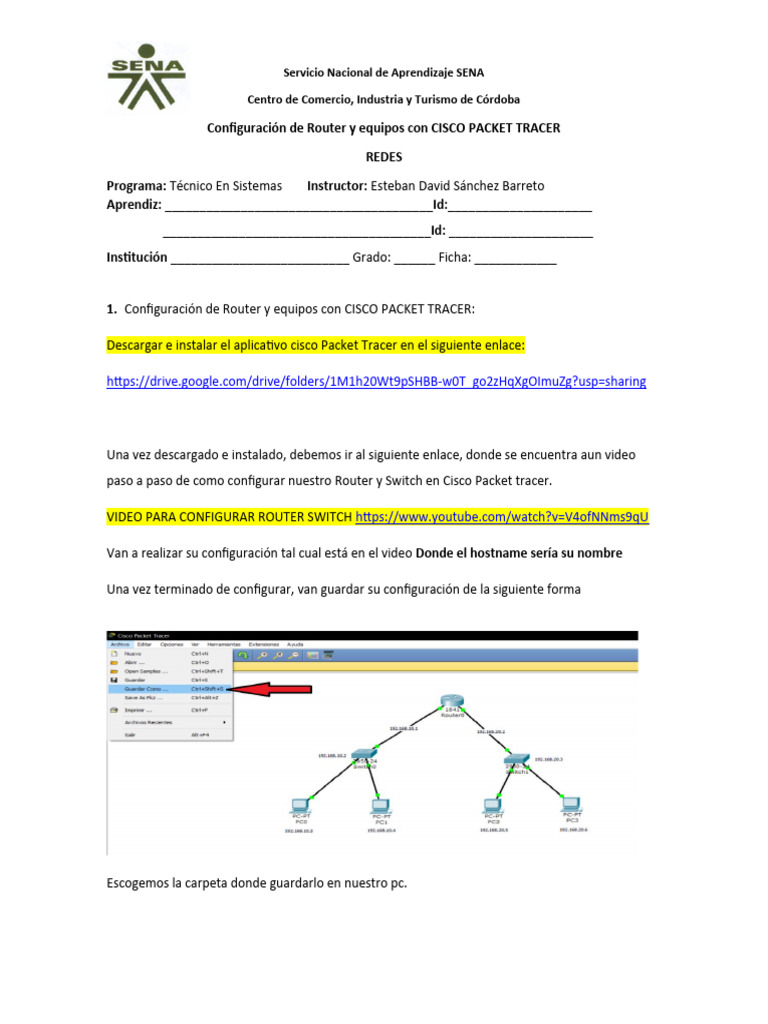 Taller Configuracion Cisco Packet | PDF