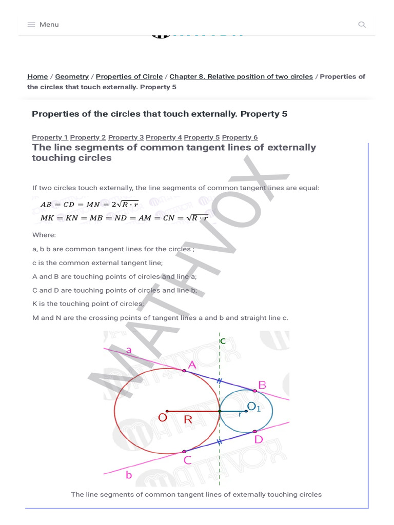Properties of The Circles That Touch Externally. Property 5 - MA | PDF ...