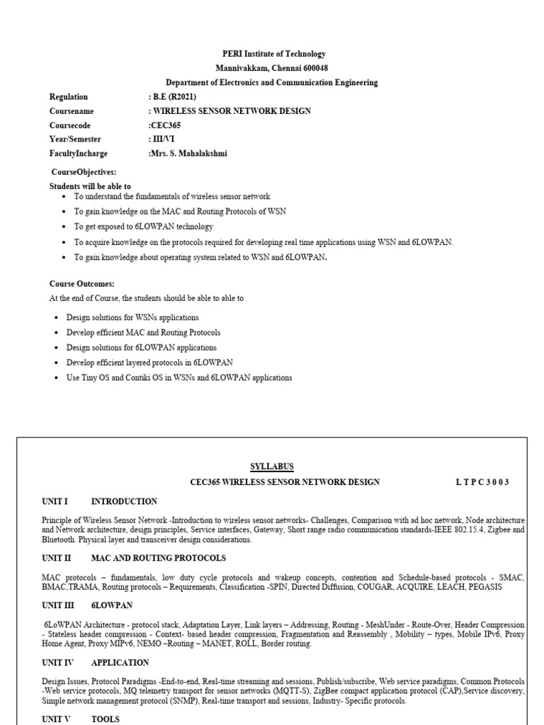 Lesson Plan Wireless Sensor Network Design Pdf Wireless Sensor Network Computer Network