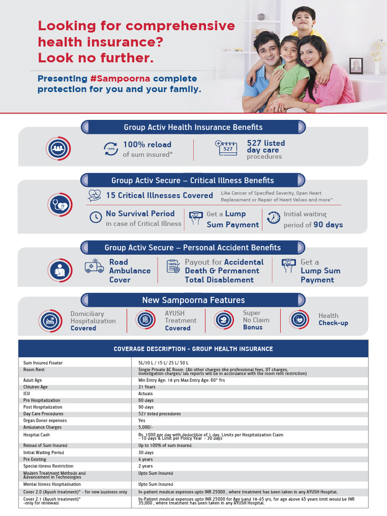 NEW-ABHI-Sampoorna - One Pager - Opt A-1 | PDF | Insurance | Underwriting
