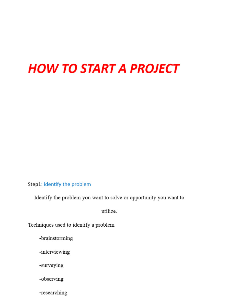 Starting a Project: Key Steps | PDF