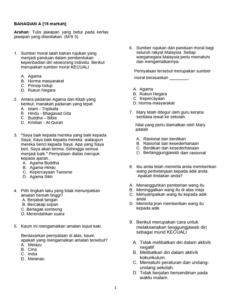 Soalan Exm Moral Ppt 2021 Pdf