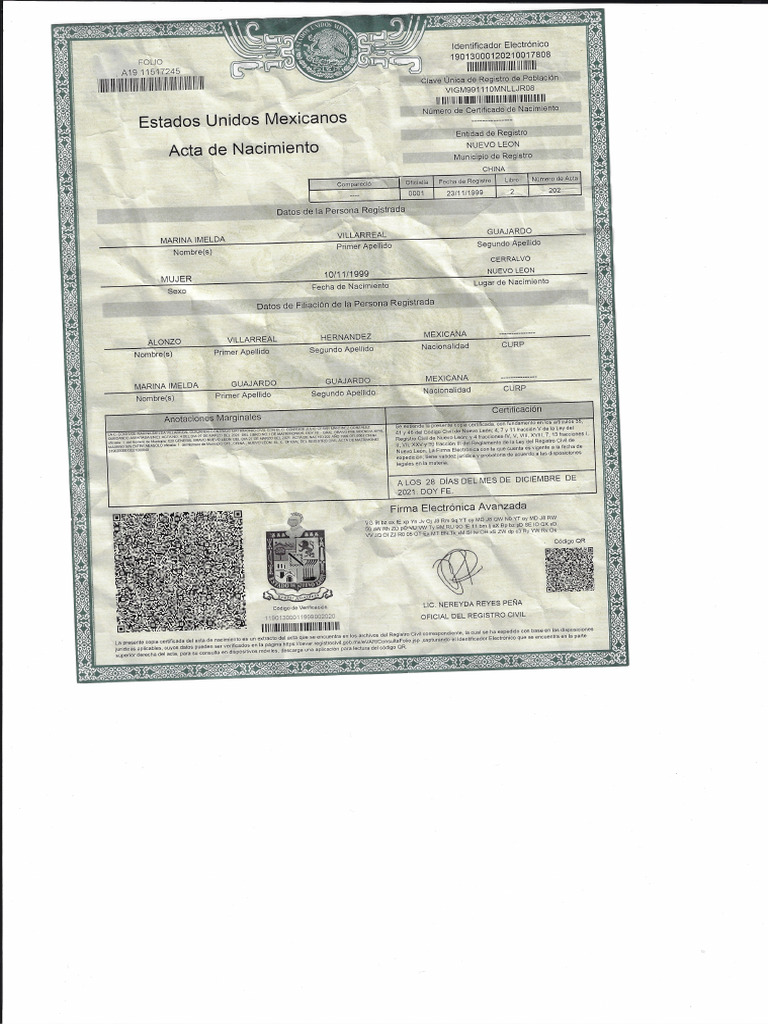 Nacimiento Marina | PDF